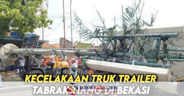 Video Kecelakaan Truk Trailer Tabrak Tiang Di Bekasi